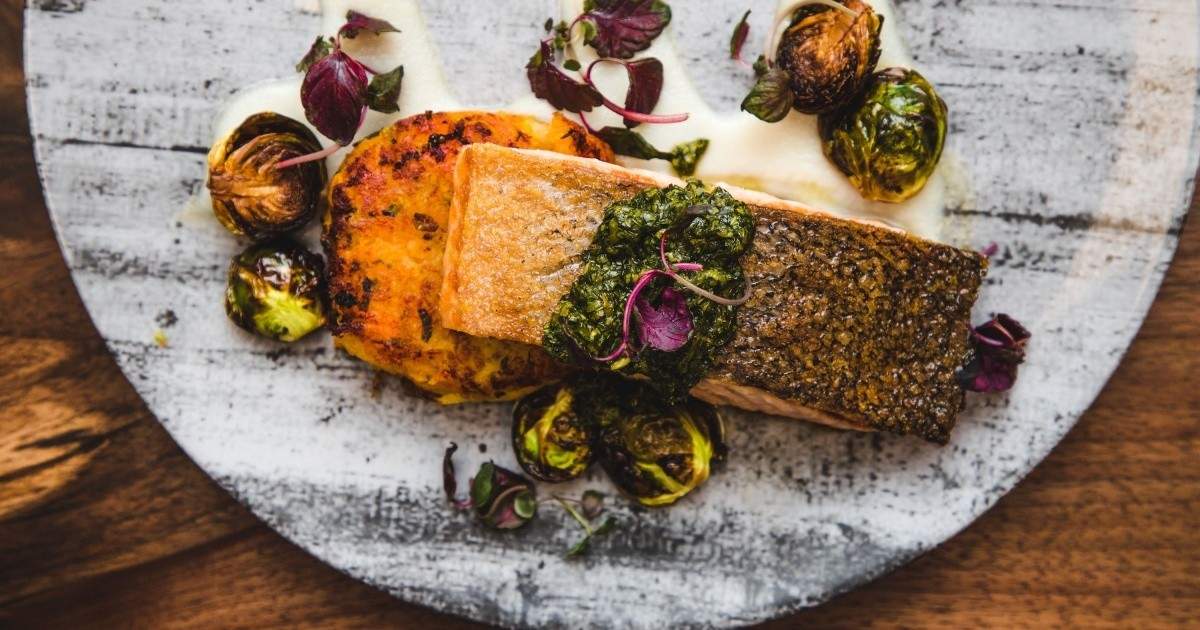 Epic restaurant's salmon with maple sunchoke puree and chimichurri ...