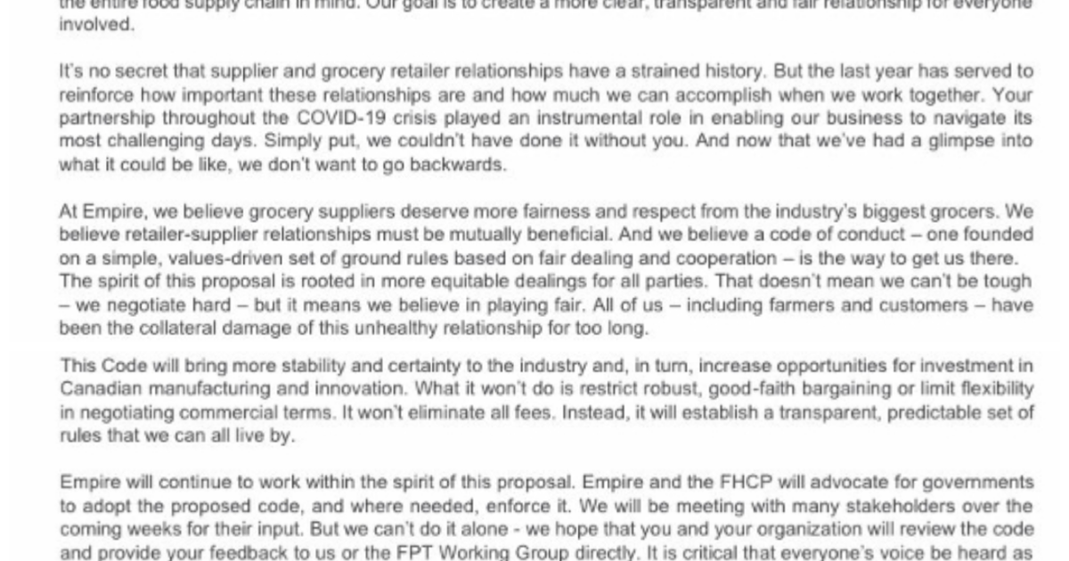 New Canadian Grocery Supply Code of Practice in the works | Eat North