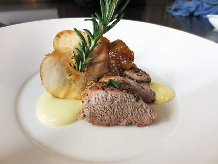 Roast pork tenderloin with braised apples, apple sabayon and truffles ...